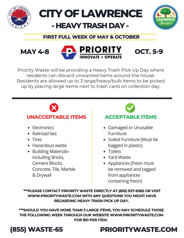2026 Trash & Recycling Pickup Calendar | City of Lawrence, Indiana